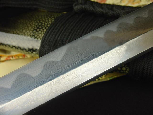Japanese Samurai Sanmai Dragon Carved Blade&shark Skin Saya Sword Kata ...