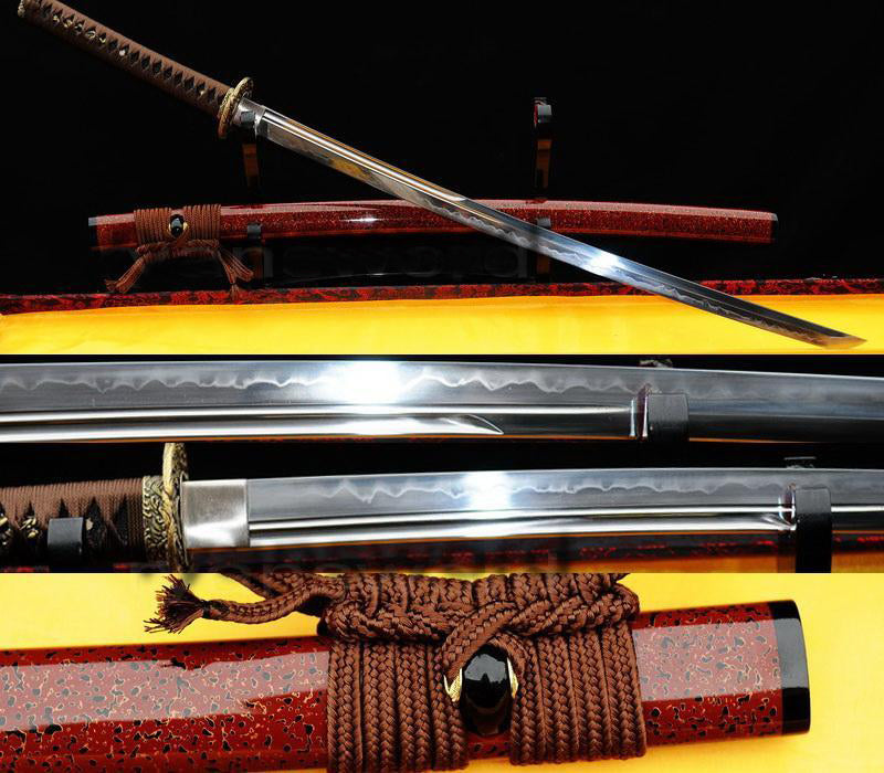 Japanese Samurai Clay Tempered Carbon Steel Sharp Blade Handmade Full ...