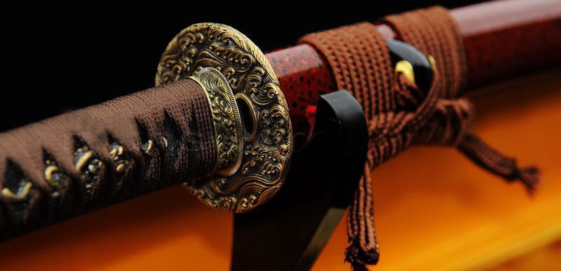 Japanese Samurai Clay Tempered Carbon Steel Sharp Blade Handmade Full ...