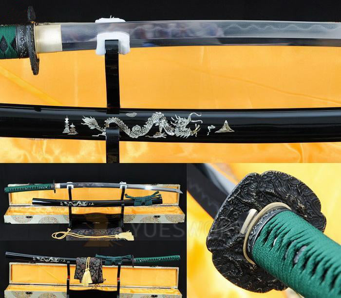 Authentic Folded Steel Katana Japanese Samurai Battle Ready Sword Func ...